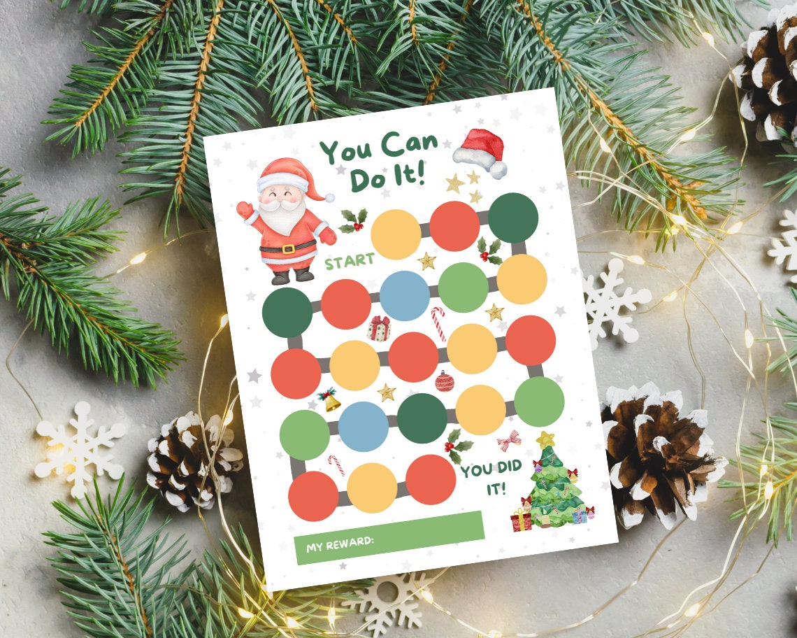 Printable Santa Reward Chart, Reward Chart for Christmas, Holiday ...