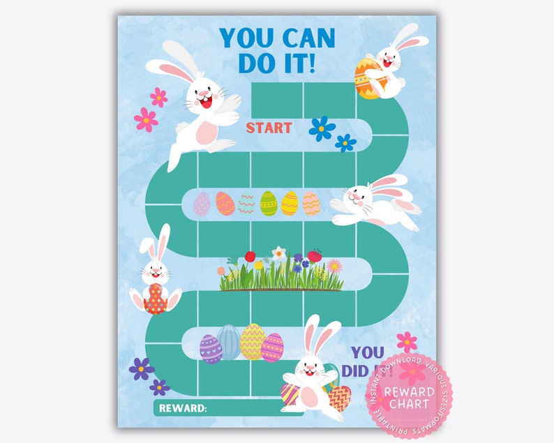 Easter Reward Chart, Easter Bunny Potty Training Chart, Bunny Reward ...