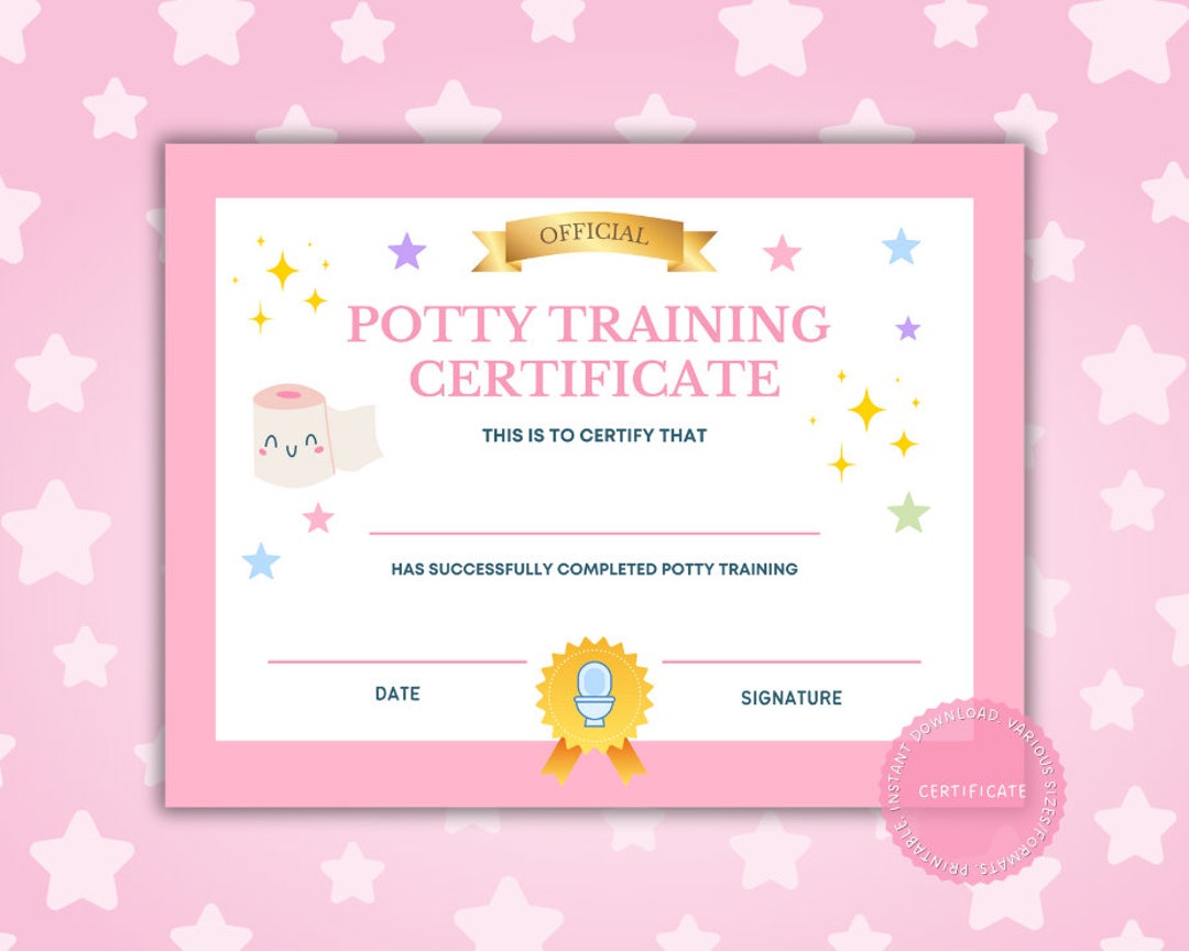 Potty Training Certificate, Toilet Training Diploma, Potty Training ...