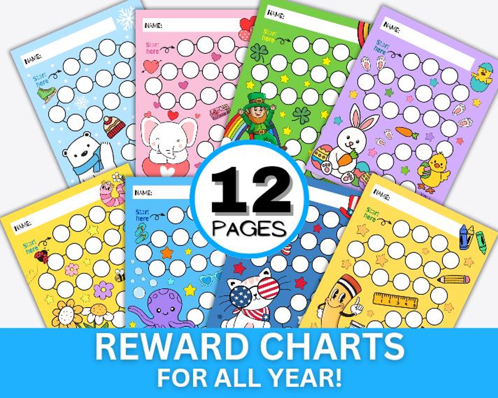 Monthly Reward Charts Bundle: Kids' Behavior Tracker (PDF) - Etsy