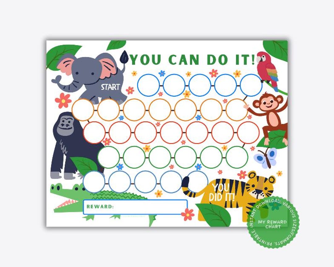 Zoo Reward Chart Printable Jungle Animal Sticker Chart for Kids ...