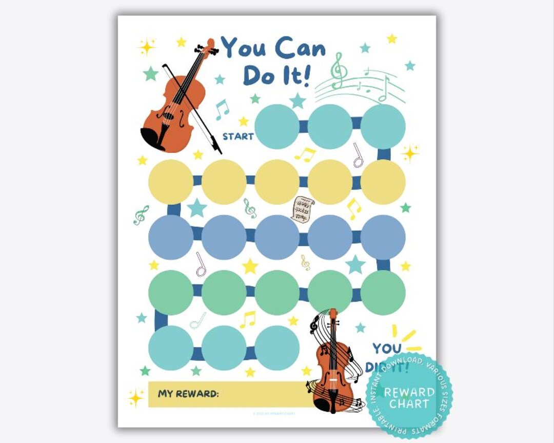 Printable Violin Reward Chart, Music Reward Chart, Violin Practice ...