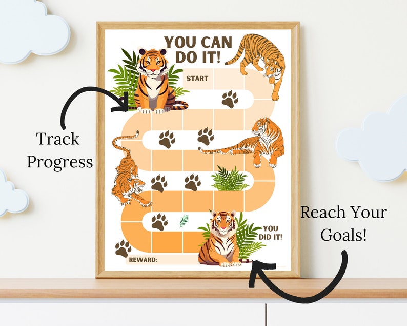 Printable Tiger Reward Chart: Kids Potty Training, Behavior Tracker ...
