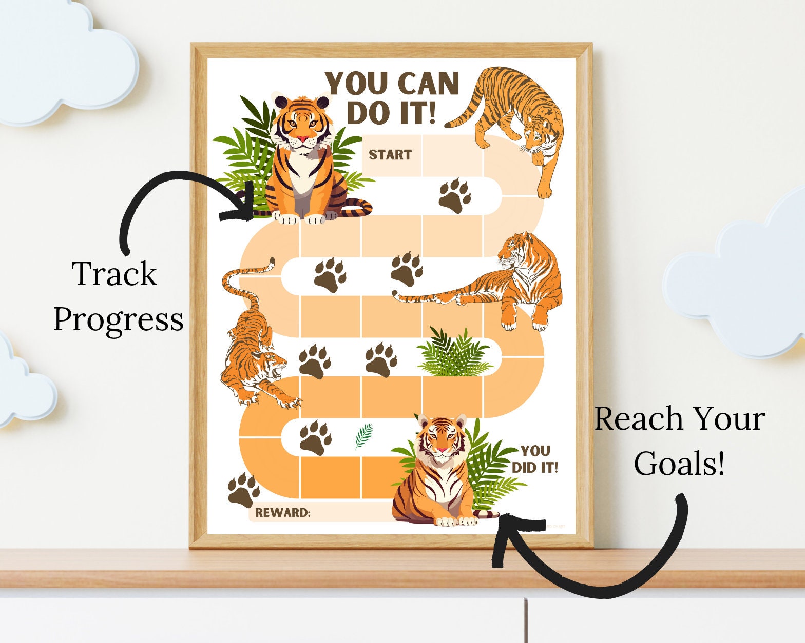 Printable Tiger Reward Chart: Kids Potty Training, Behavior Tracker ...
