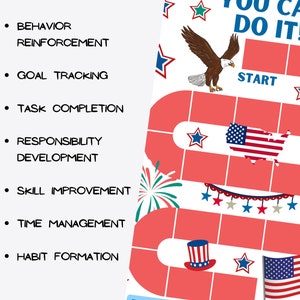 Printable Patriotic Reward Chart, 4th of July Sticker Chart for Kids ...