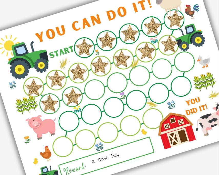 Tractor Reward Chart Printable: Farm Behavior Tracker (digital Download ...