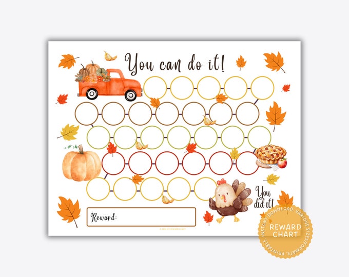 Autumn Pumpkin Reward Chart: Printable Sticker Chart (PDF) - Etsy