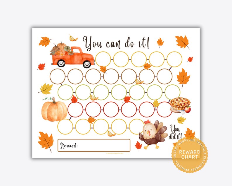 Autumn Pumpkin Reward Chart: Printable Sticker Chart (PDF) - Etsy