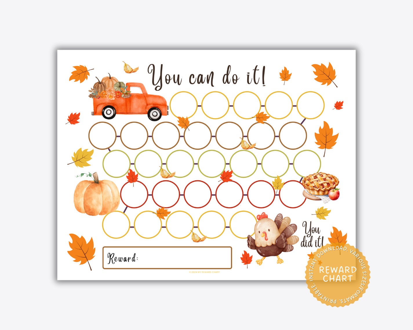 Autumn Pumpkin Reward Chart: Printable Sticker Chart (PDF) - Etsy