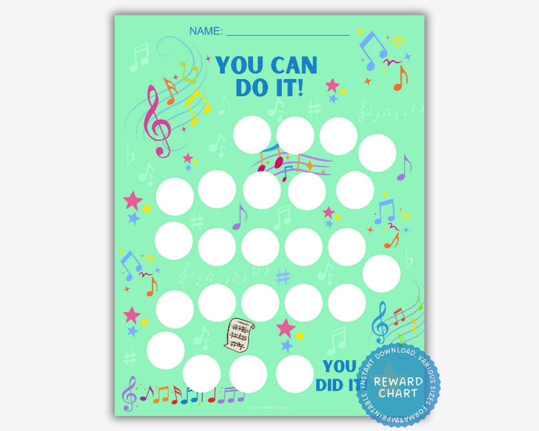 Printable Music Reward Chart, Music Practice, Violin Practice Chart ...