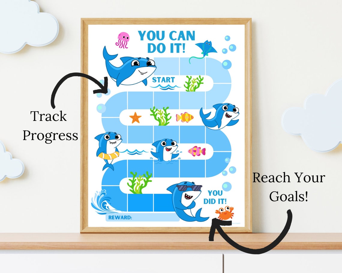 Printable Potty Training Chart, Shark Reward Chart, Kids Reward Chart ...