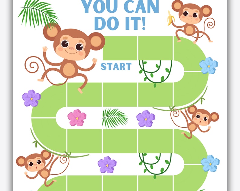 Monkey Reward Chart, Kids Printable Reward Chart, Potty Training Chart ...