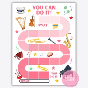Printable Music Practice Chart, Kids Reward Chart, Instrument Reward ...
