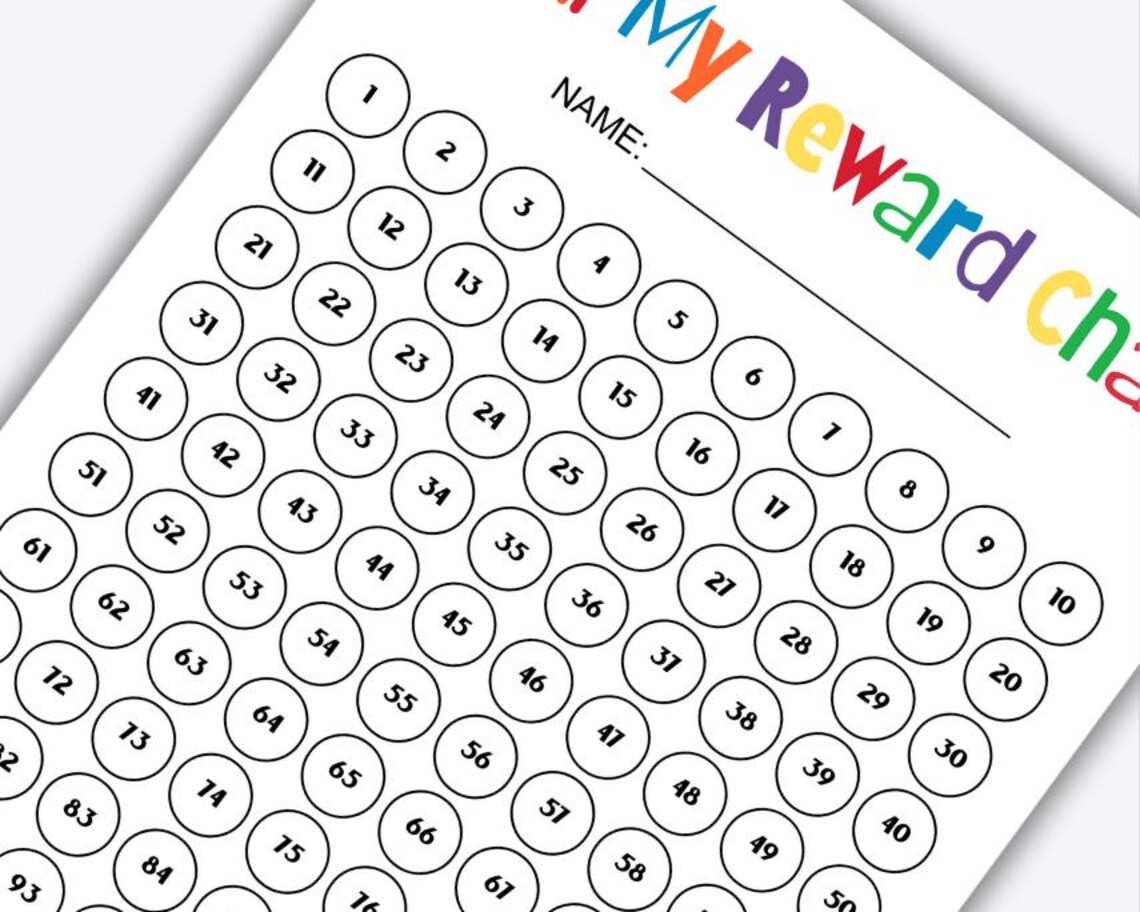 Printable Rainbow Reward Chart for Kids, Potty Training Chart, Prize ...