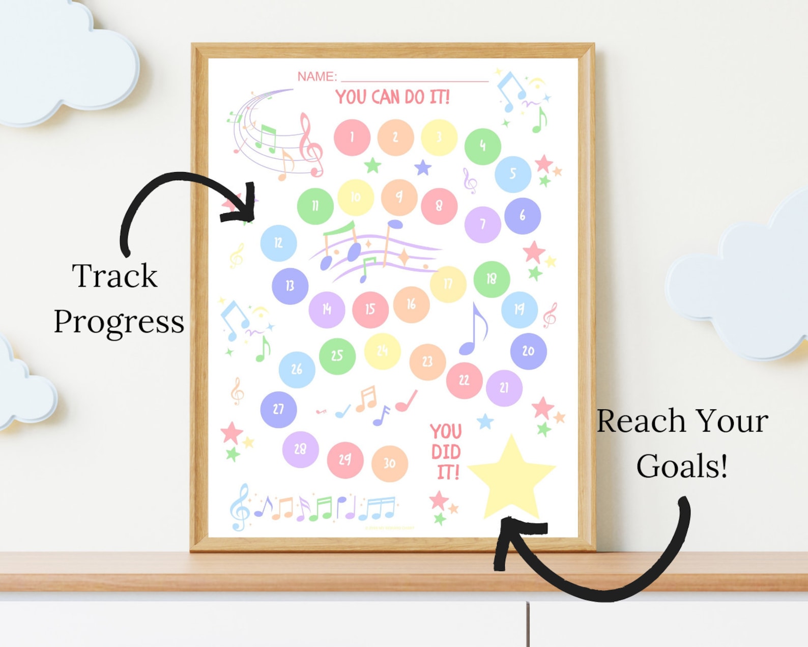Printable Rainbow Music Practice Reward Chart (PDF, PNG, JPG) - Etsy