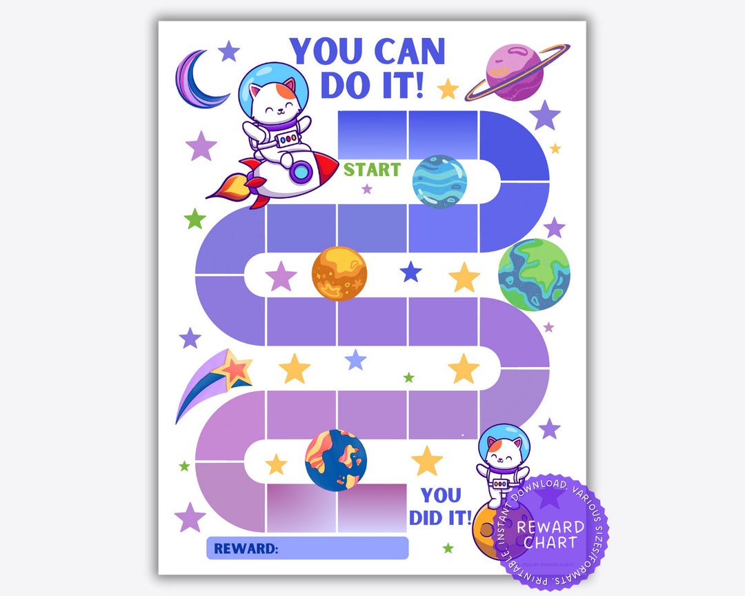 Space Reward Chart, Printable Kids Reward Chart, Potty Training Chart ...