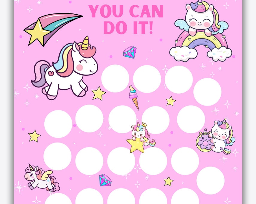 Unicorn Reward Chart Printable, Girls Sticker Chart, Potty Training ...
