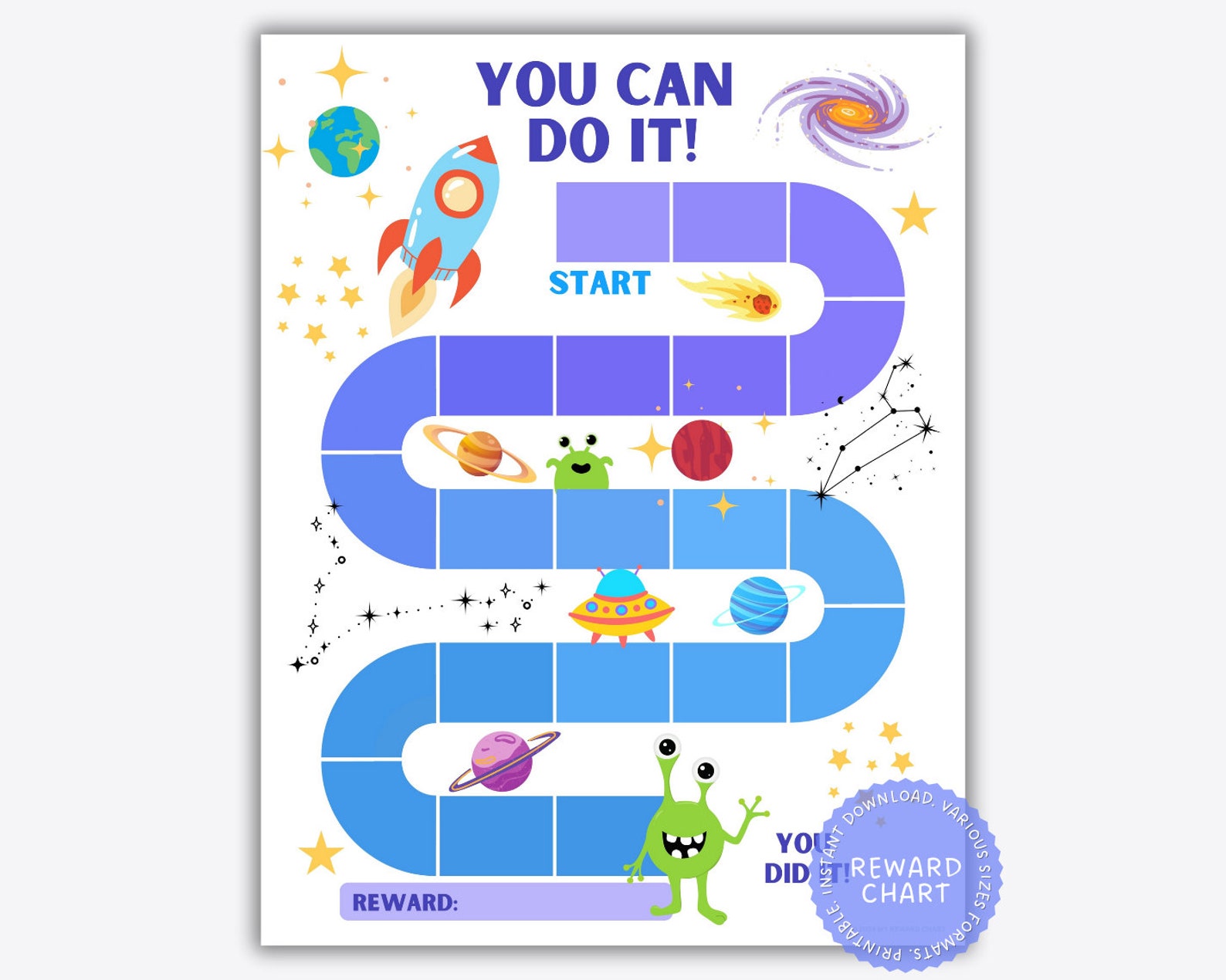 Space Sticker Chart, Outer Space Reward Chart, Kids Reward Chart ...