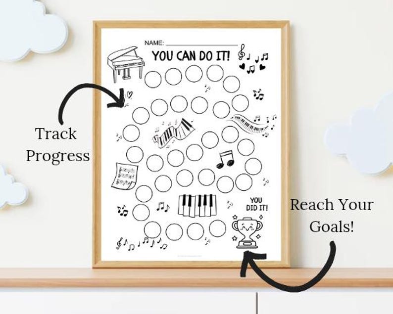 Piano Practice Reward Chart | Printable Music Tracker & Sticker Chart ...