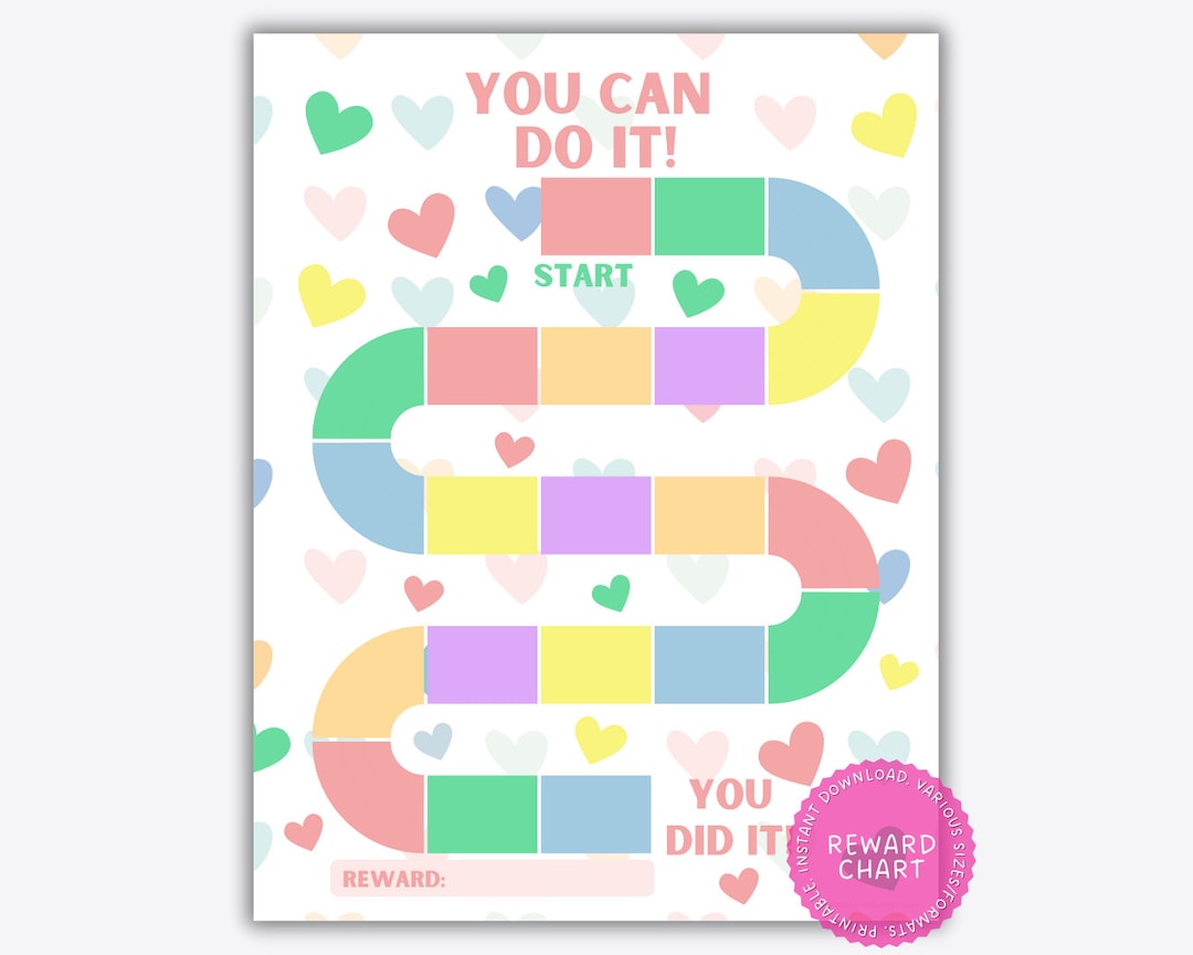 Printable Heart Reward Chart, Printable Valentine Reward Chart, Potty ...