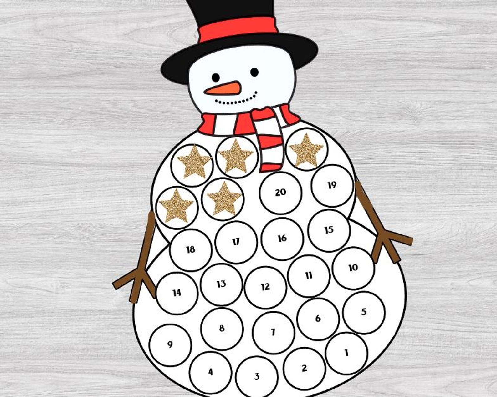 Printable Christmas Countdown, Snowman Reward Chart, Snowman Sticker ...