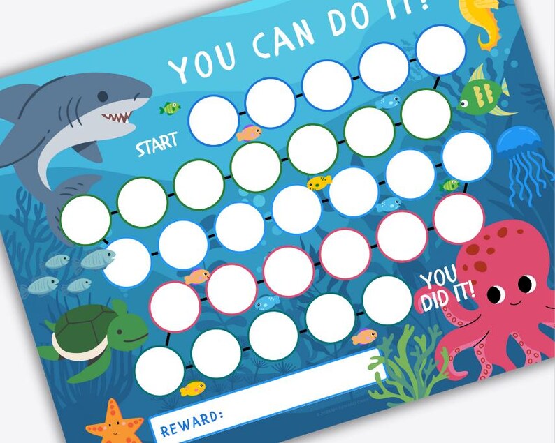 Ocean Animal Reward Chart: Potty Training & Behavior (PDF) - Etsy