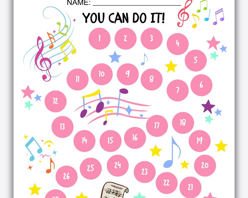 Printable Music Practice Reward Chart for Kids (PDF) - Etsy