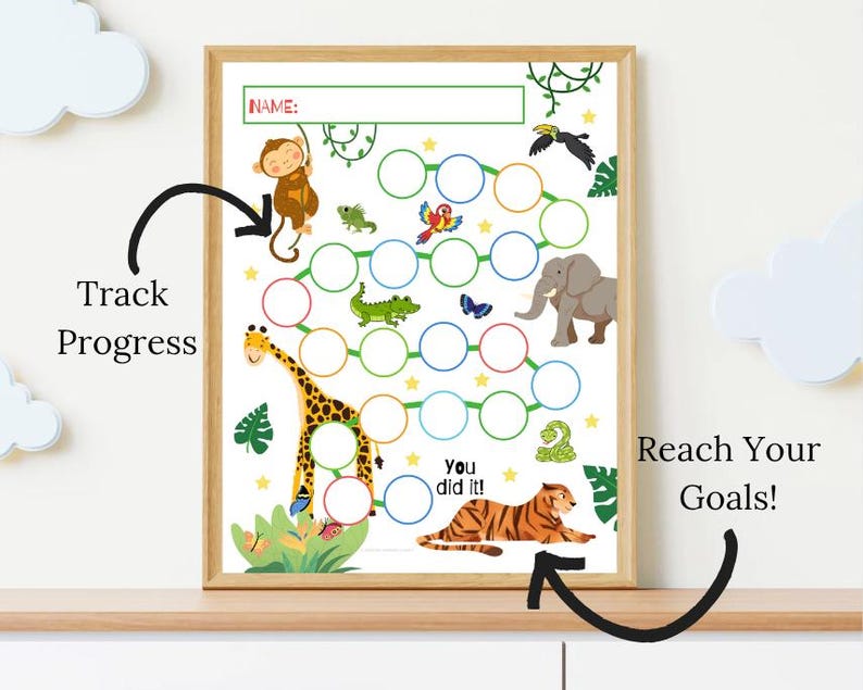 Jungle Animals Reward Chart: Kids Behavior Tracker (digital Download ...