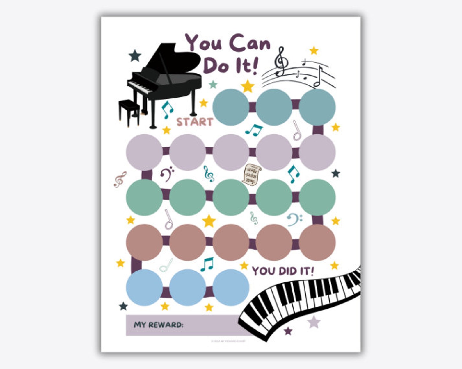 Printable Piano Reward Chart, Music Reward Chart, Piano Practice Chart ...