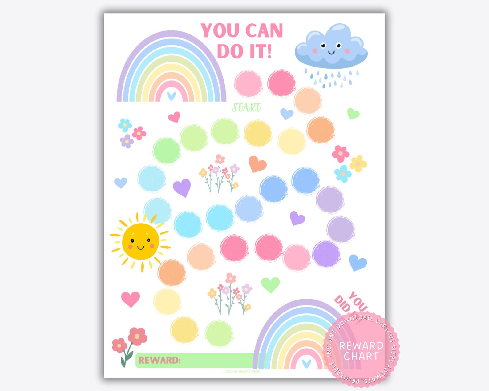 Rainbow Reward Chart Printable Kids Reward Chart, Good Behavior Chart ...