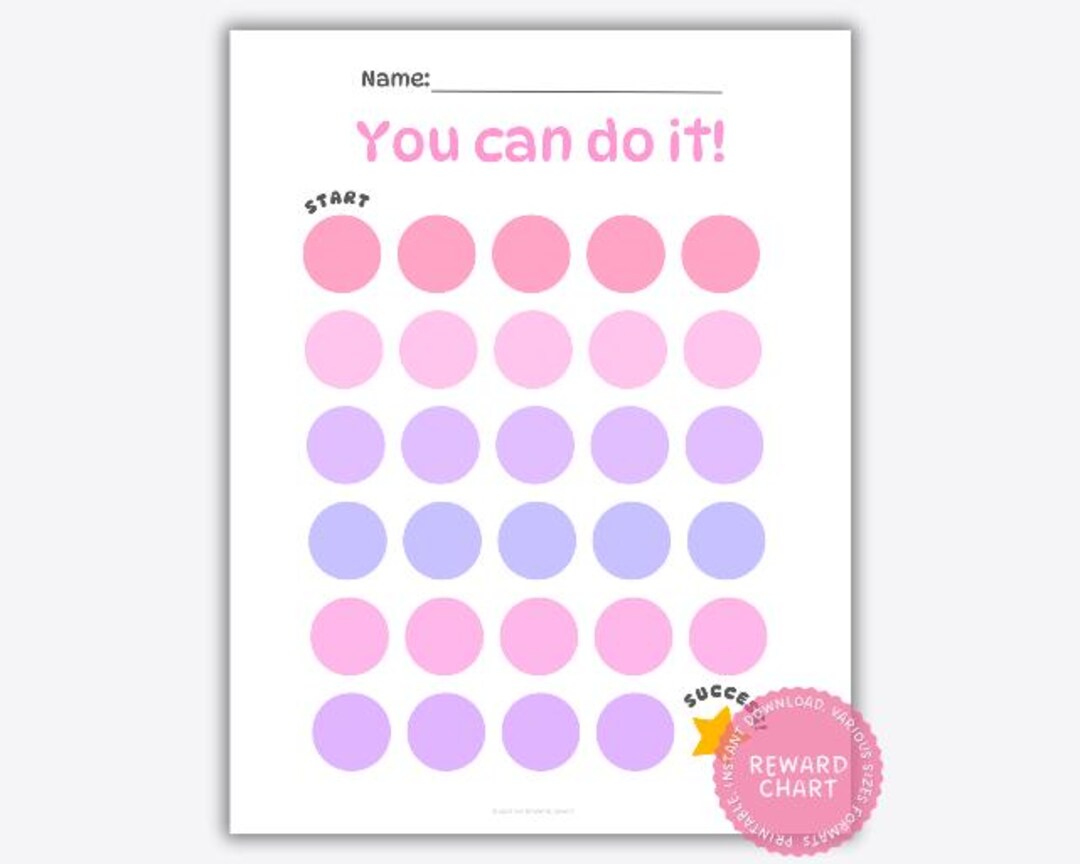 Purple and Pink Reward Chart for Girls, Toddler Sticker Chart, Behavior ...