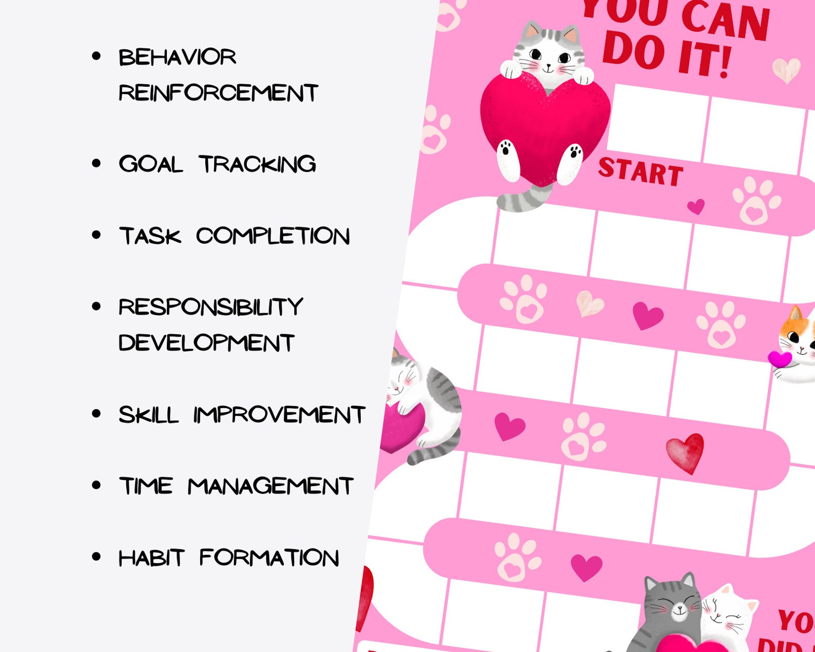 Printable Cat Valentine Reward Chart: Kids Behavior Incentive (PDF) - Etsy