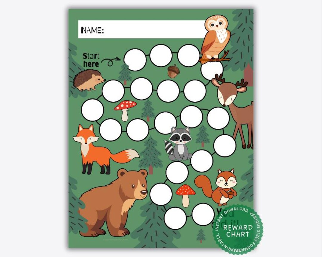 Woodland Animal Reward Chart: Kids Chore & Potty Training (PDF) - Etsy