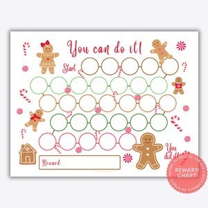 Printable Gingerbread Reward Chart for Kids, Christmas Sticker Chart ...
