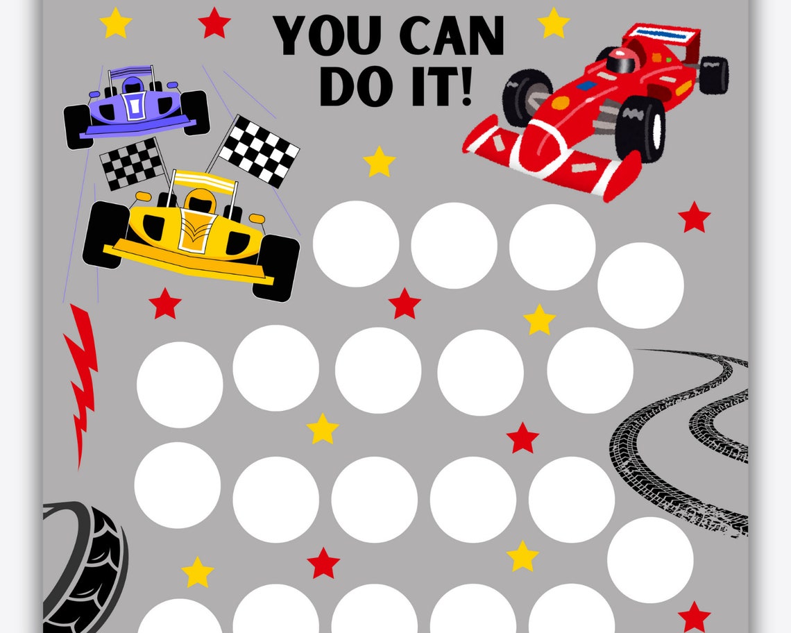 Racecar Reward Chart, Reward Chart Cars, Printable, Printable Racing ...