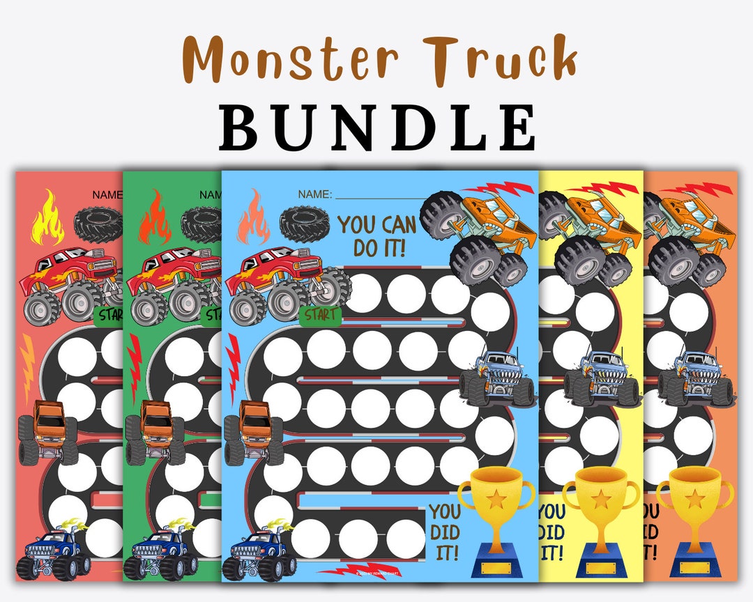 Printable Monster Truck Sticker Chart, Monster Truck Reward Chart ...