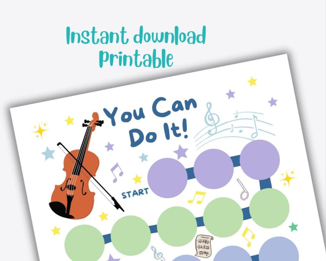 Printable Violin Reward Chart, Music Reward Chart, Violin Practice ...