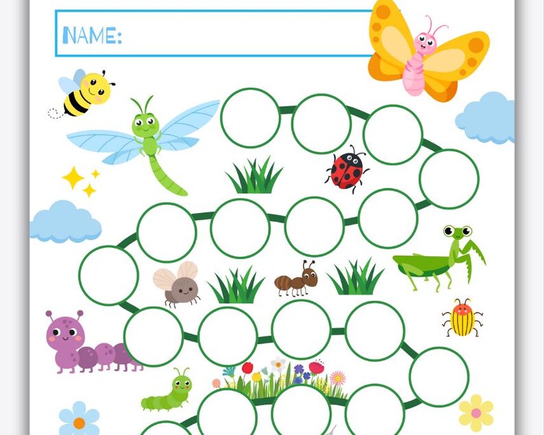 Bug Reward Chart: Kids Potty Training, Homeschool Activity (printable ...