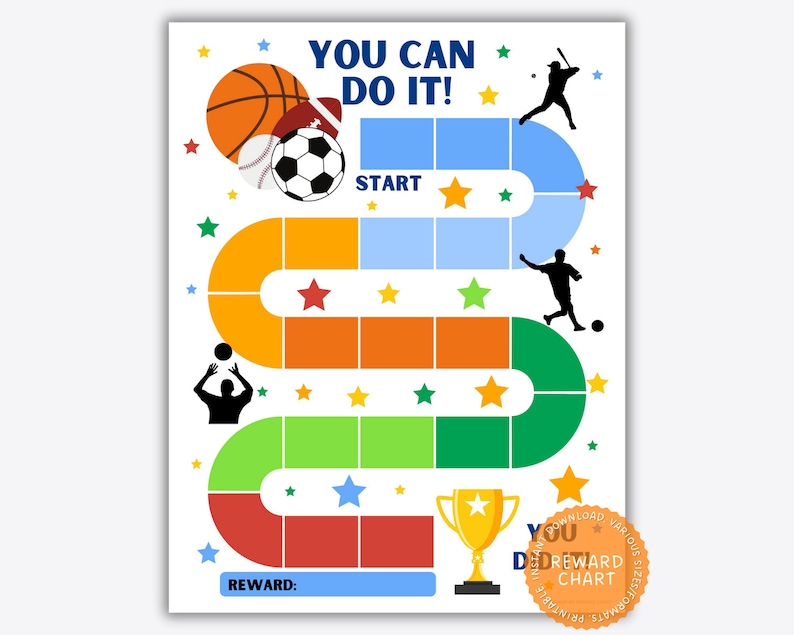 Sports Reward Chart Printable Kids Reward Chart, Boys Behavior Chart ...