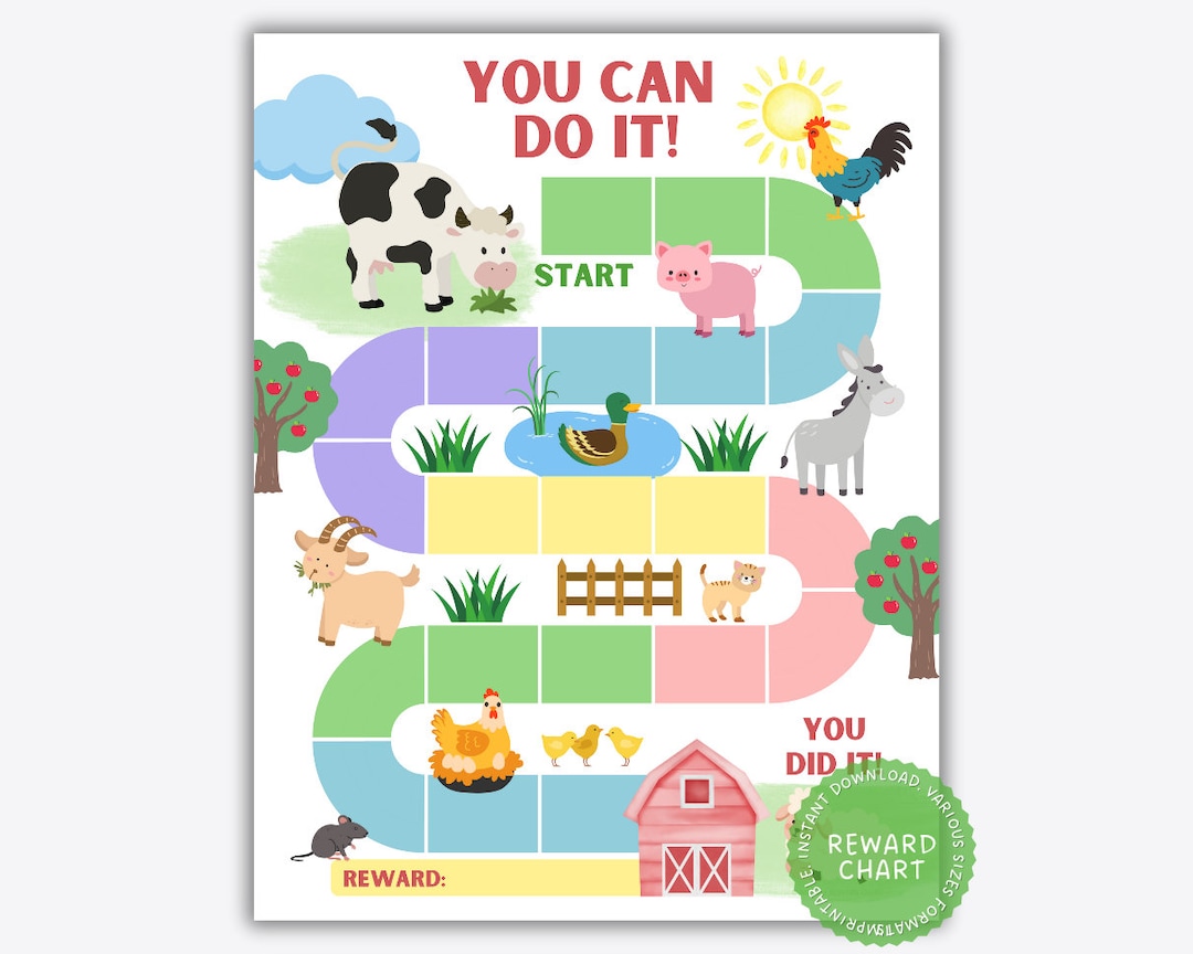 Farm Reward Chart Printable, Barnyard Animal Sticker Chart, Kids ...