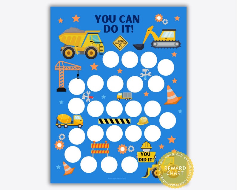 Construction Truck Reward Chart Printable, Potty Training Chart ...