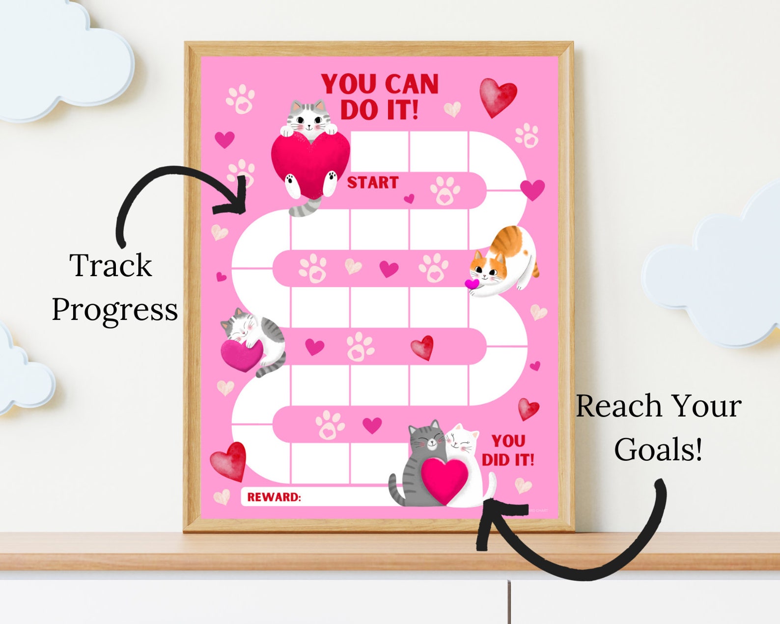 Printable Cat Valentine Reward Chart: Kids Behavior Incentive (PDF) - Etsy