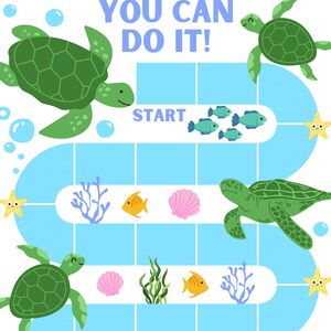 Printable Reward Chart for Kids, Ocean Sea Turtles, Potty Training ...