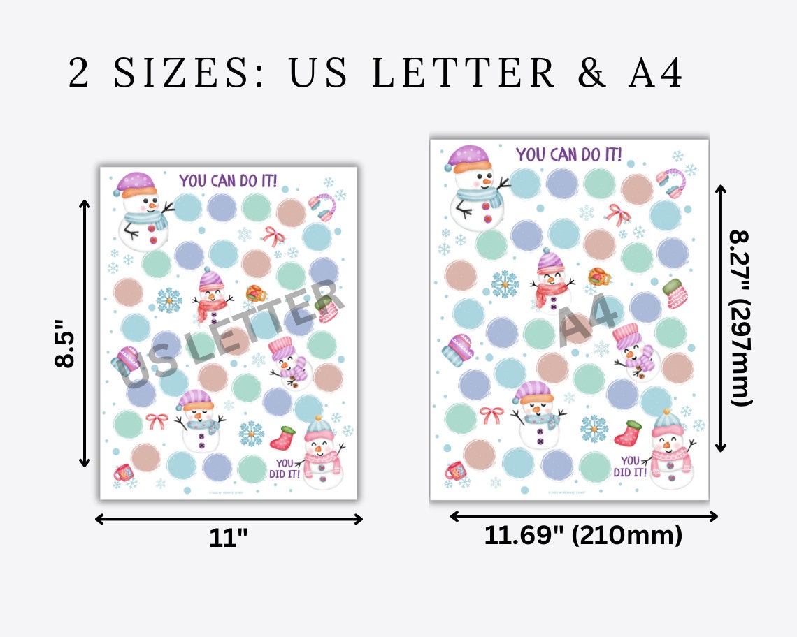 Printable Snowman Reward Chart: Christmas Potty Training (digital ...
