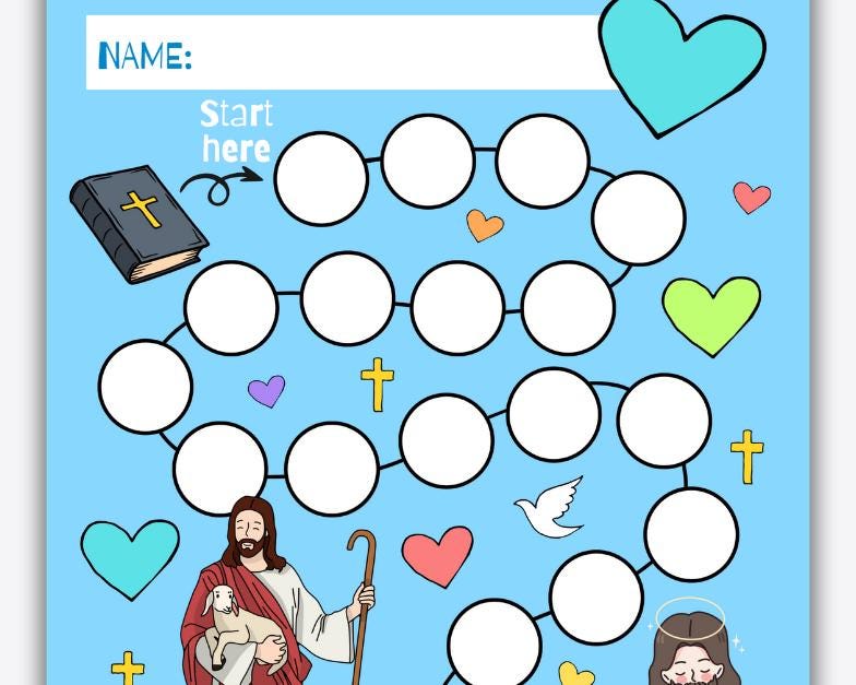 Jesus Reward Chart: Bible Theme, Kids Habit Tracker (printable) - Etsy