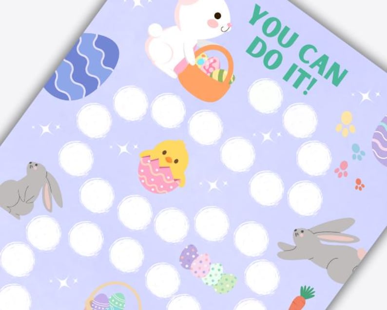 Easter Bunny Reward Chart, Printable Sticker Chart, Easter Egg Hunt ...