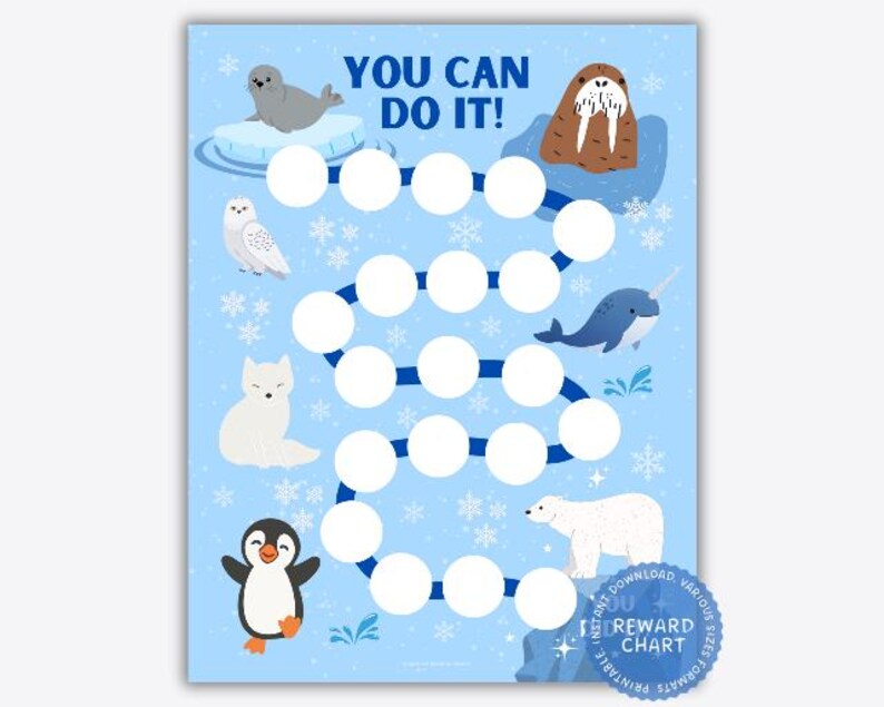 Arctic Animal Reward Chart, Winter Sticker Chart, Toddler Potty ...