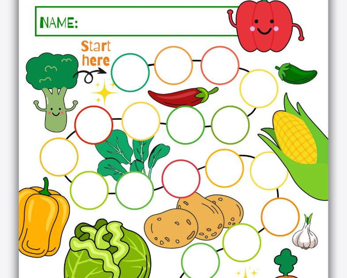 Printable Veggie Reward Chart: Kids & Adults (PDF, PNG, JPG) - Etsy