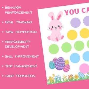 Printable Easter Bunny Reward Chart: Kids Behavior Tracker (PDF, JPG ...