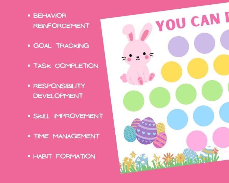 Printable Easter Bunny Reward Chart: Kids Behavior Tracker (PDF, JPG ...